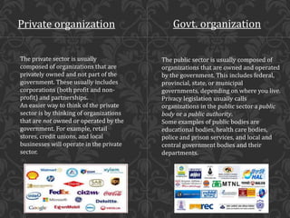 Difference between private and govt organizations | PPTX