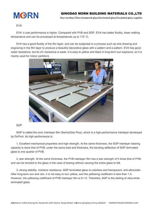 Difference between pvb,eva ,sgp interlayer | PDF