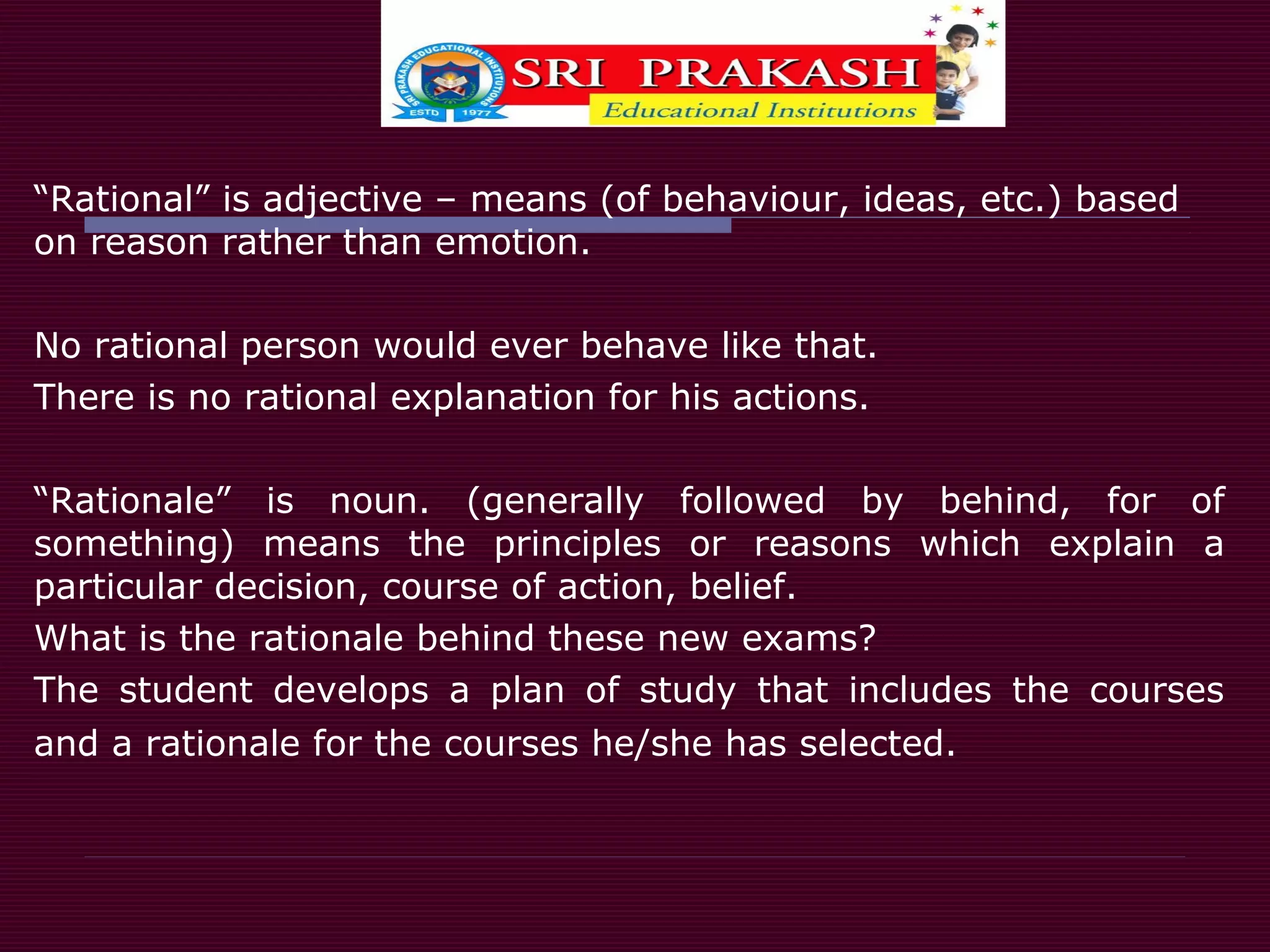 Difference between 'rational and rationale' | PPT