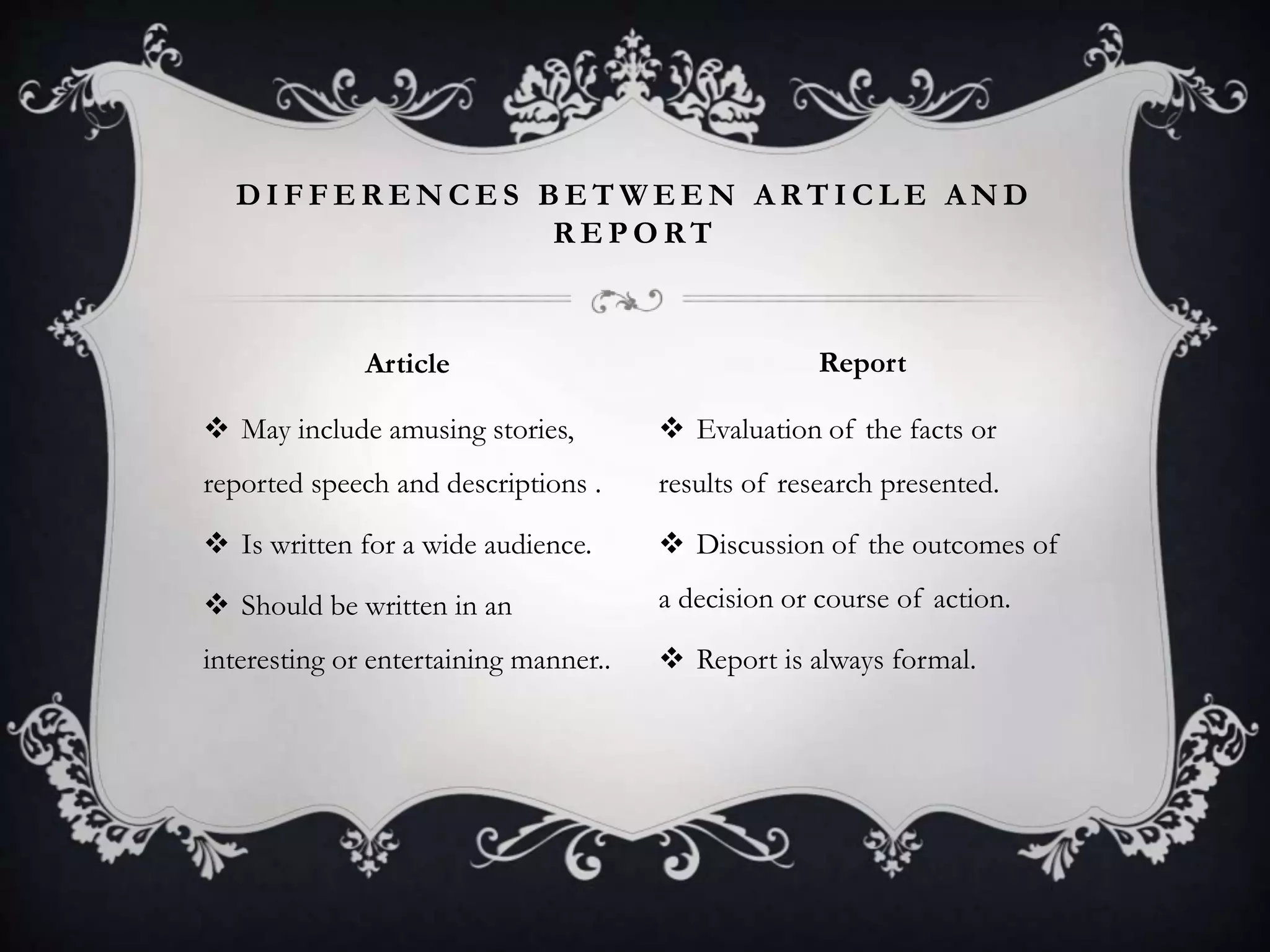 Difference between report and article | PPTX