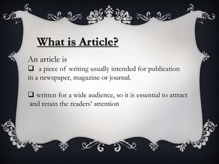Difference between report and article | PPTX
