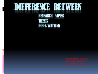Difference between research.paper,thesis& book writing | PDF