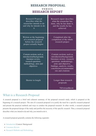 Difference between research proposal and research report comparison of ...