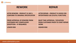 Difference between rework and repair as per IATF 16949:2106 | PDF