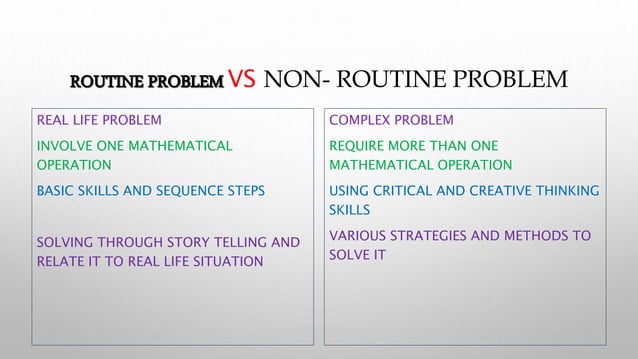 Difference between routine and non routine problems | PPTX | Games and ...