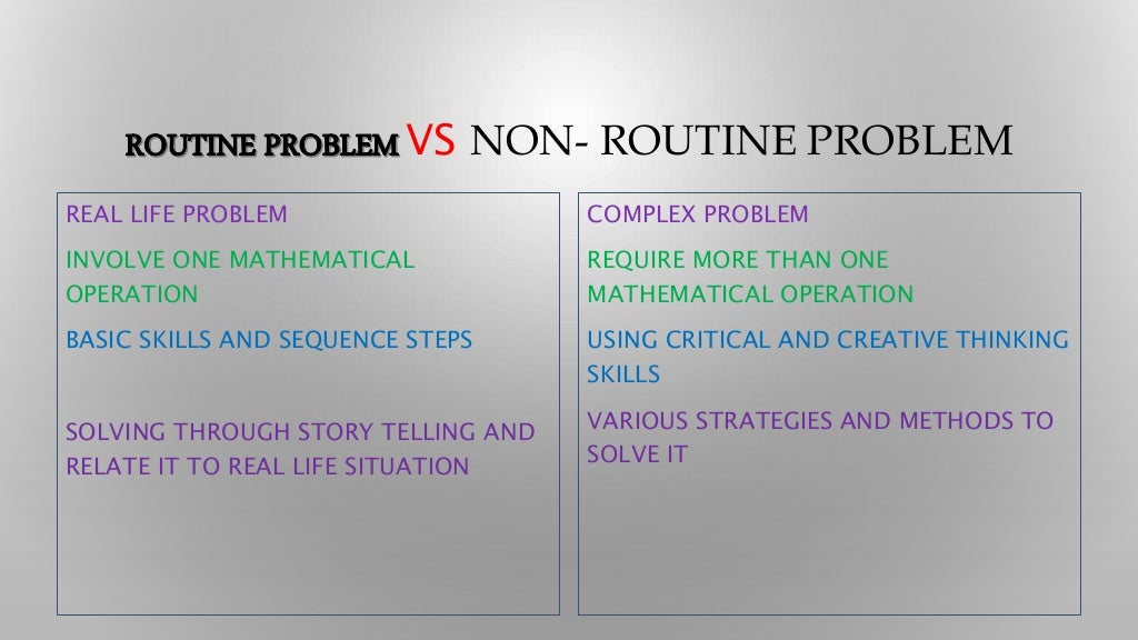Difference between routine and non routine problems