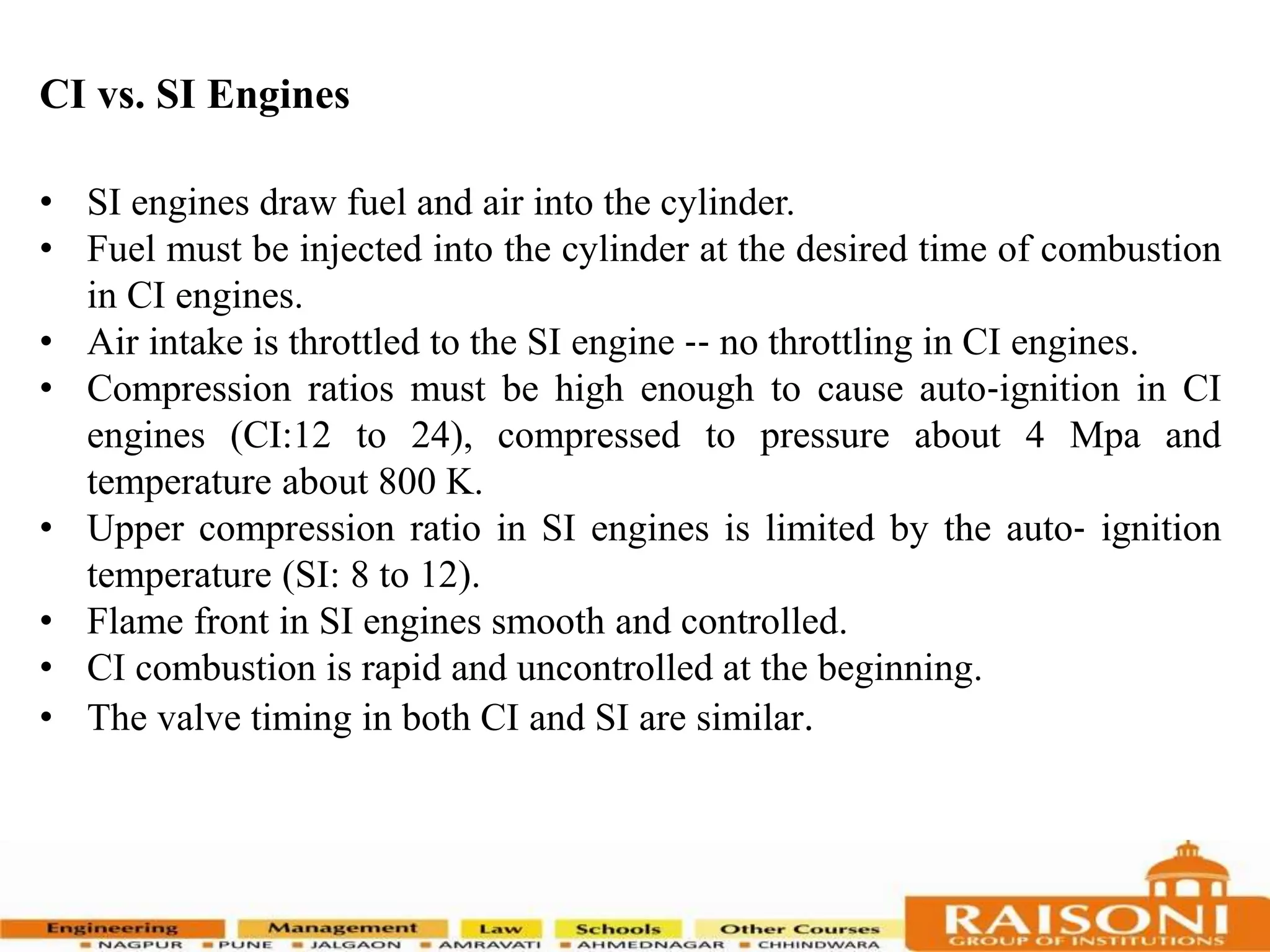 Difference between si and ci engine | PPTX