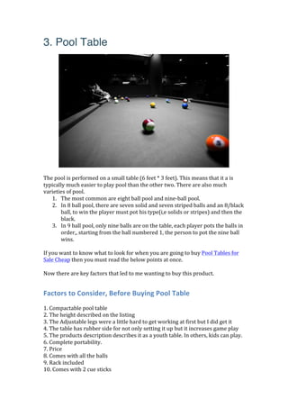 Difference between snooker and billiards vs pool tables | PDF