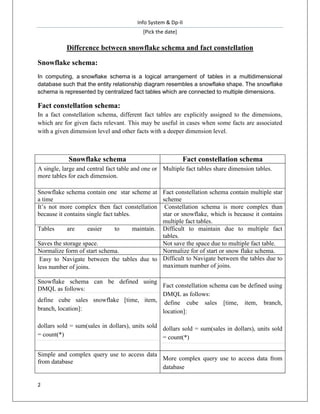 Difference between snowflake schema and fact constellation | PDF ...