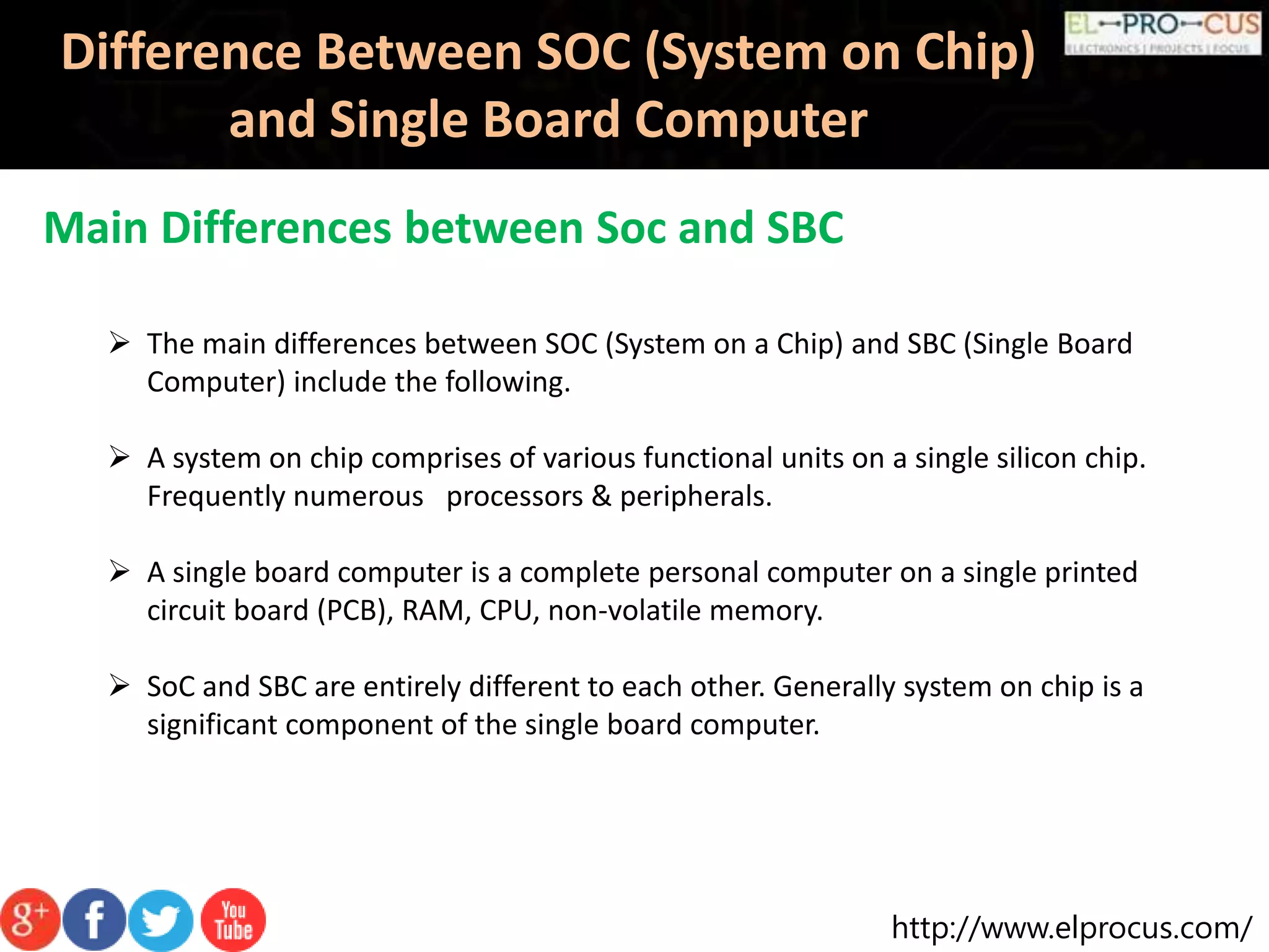 Difference between soc and single board computer ppt1 | PPTX