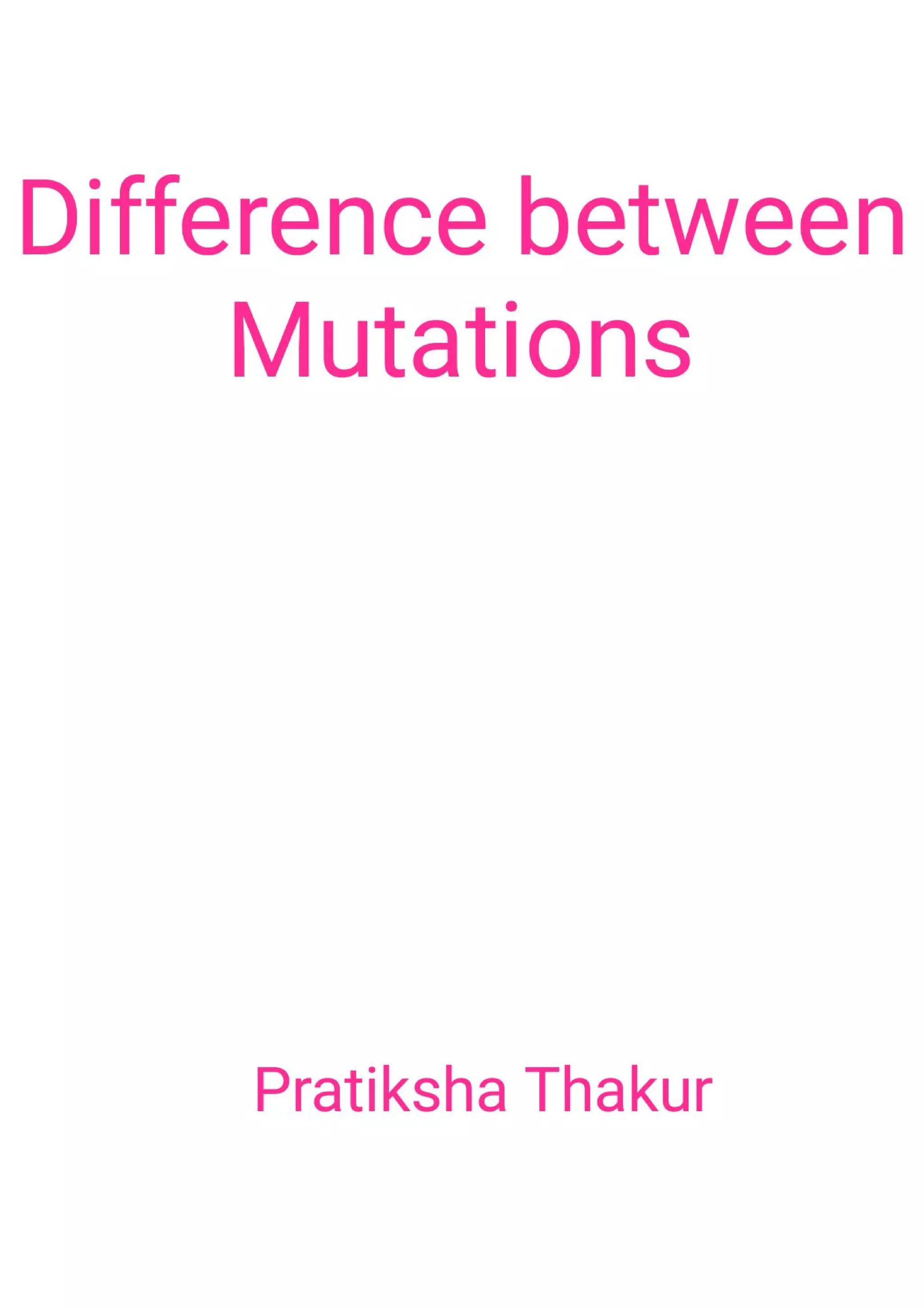 Difference between Somatic Mutation and Germinal Mutation | PDF