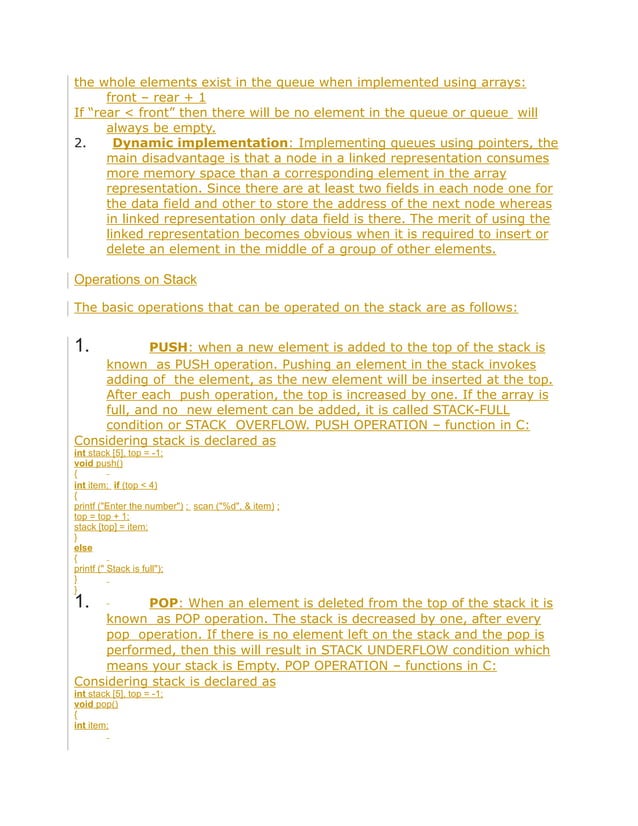 Difference Between Stack And Queue Ppt Programming Languages