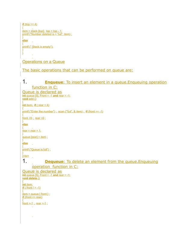 Difference Between Stack And Queue Ppt Programming Languages