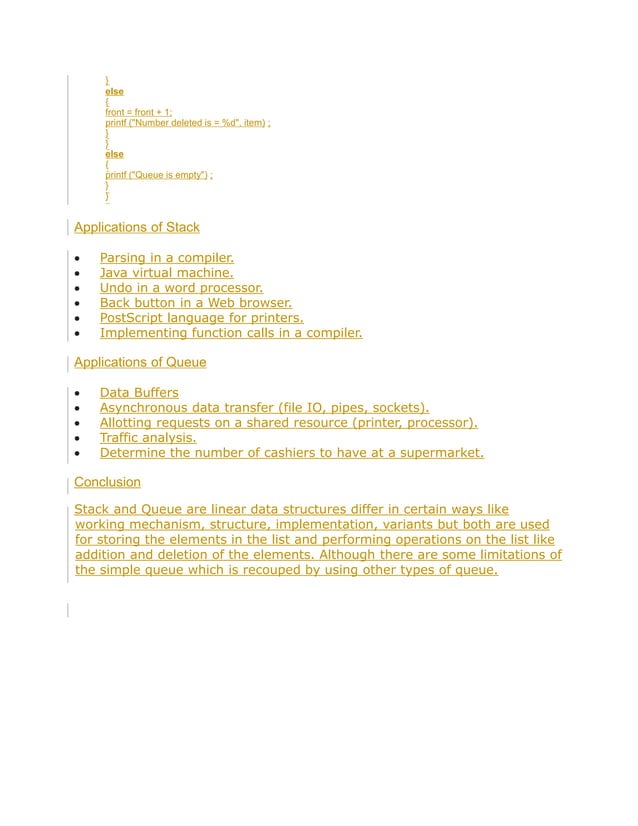 Difference between stack and queue | PPT | Programming Languages | Computing