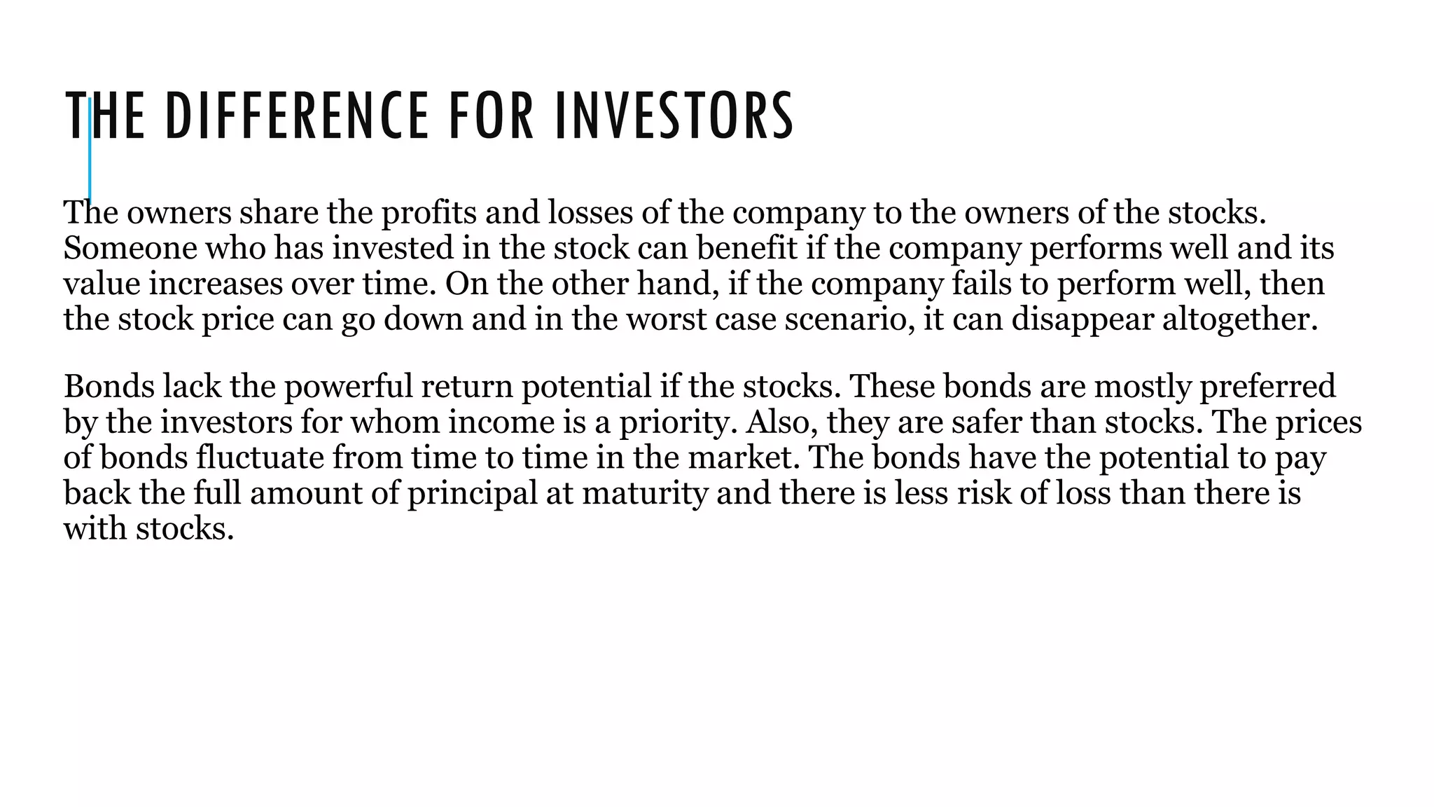 Difference between stocks and bonds | PPTX