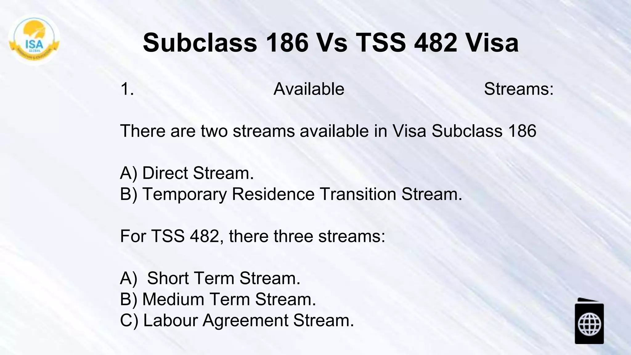Difference between subclass 186 & tss 482 | PPT