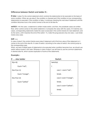 Difference between switch and ladder if | DOCX