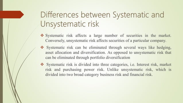 Difference between systematic and unsystematic risk | PPT