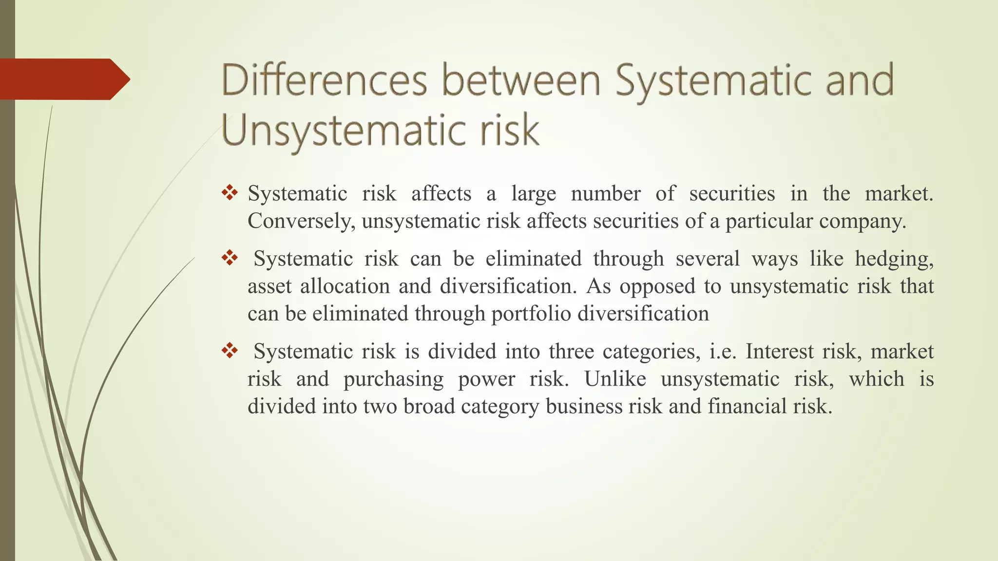 Difference Between Systematic And Unsystematic Risk Ppt