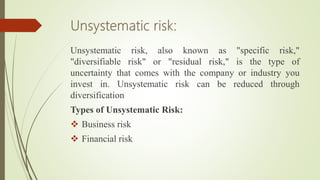 Difference between systematic and unsystematic risk | PPTX