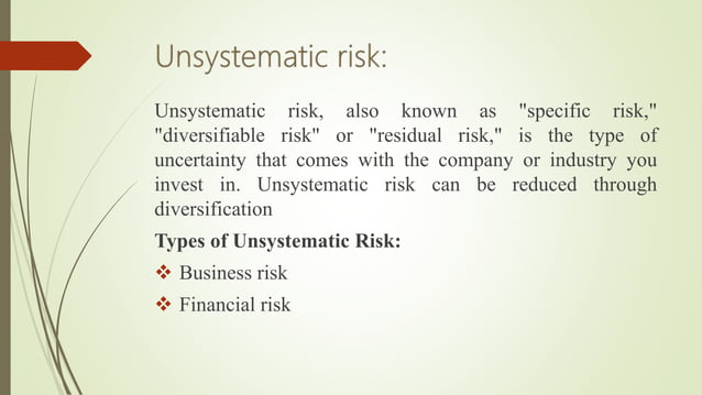 Difference between systematic and unsystematic risk | PPTX