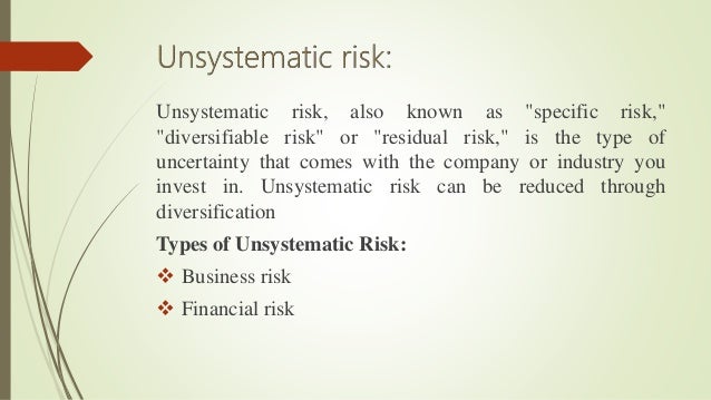Difference between systematic and unsystematic risk