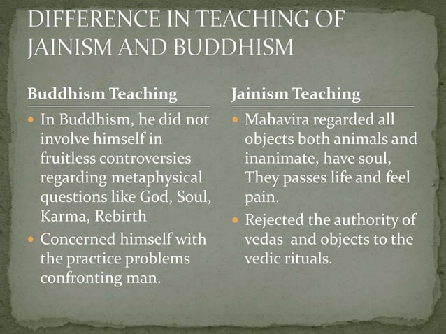 Difference between teaching of buddhism and jainism | PPT