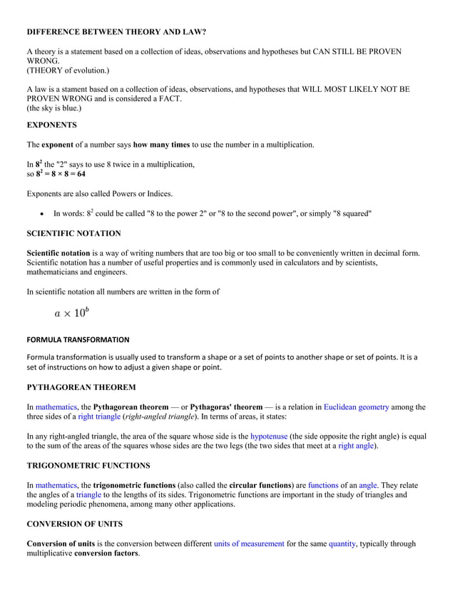 Difference between theory and law | DOCX | Physics | Science