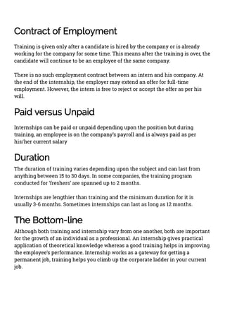 Difference between training and internships | PDF