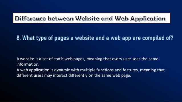 Difference between website and web application | PDF