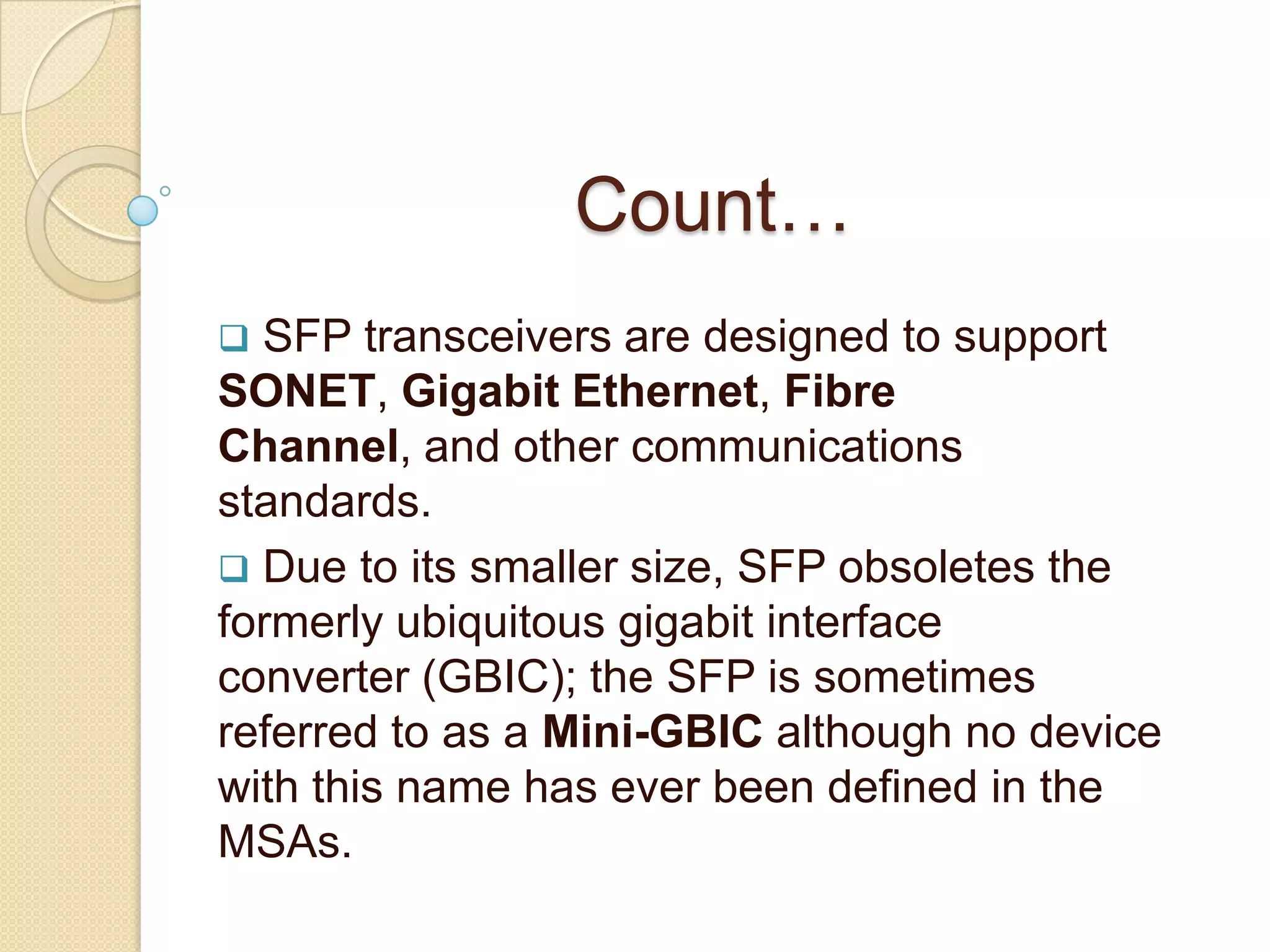 Difference Between XFP & SFP | PPTX