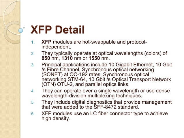 Difference Between XFP & SFP | PPTX | Computer Networking | Computing