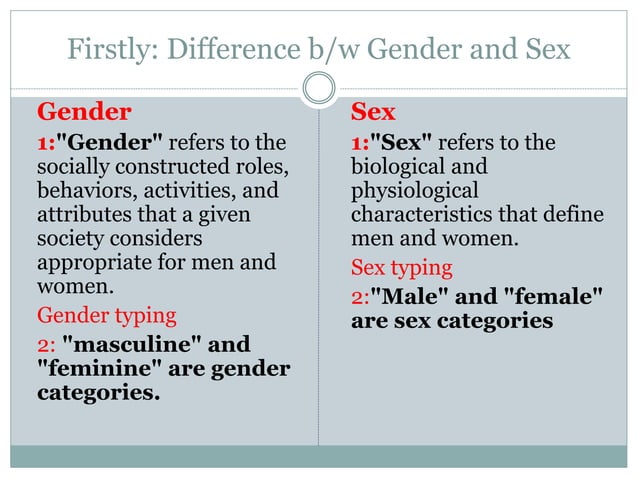 Difference bw gender and sex | PPTX | Primary Education | Education