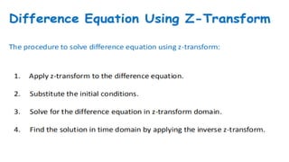 Difference equation using z transform day 4 | PDF