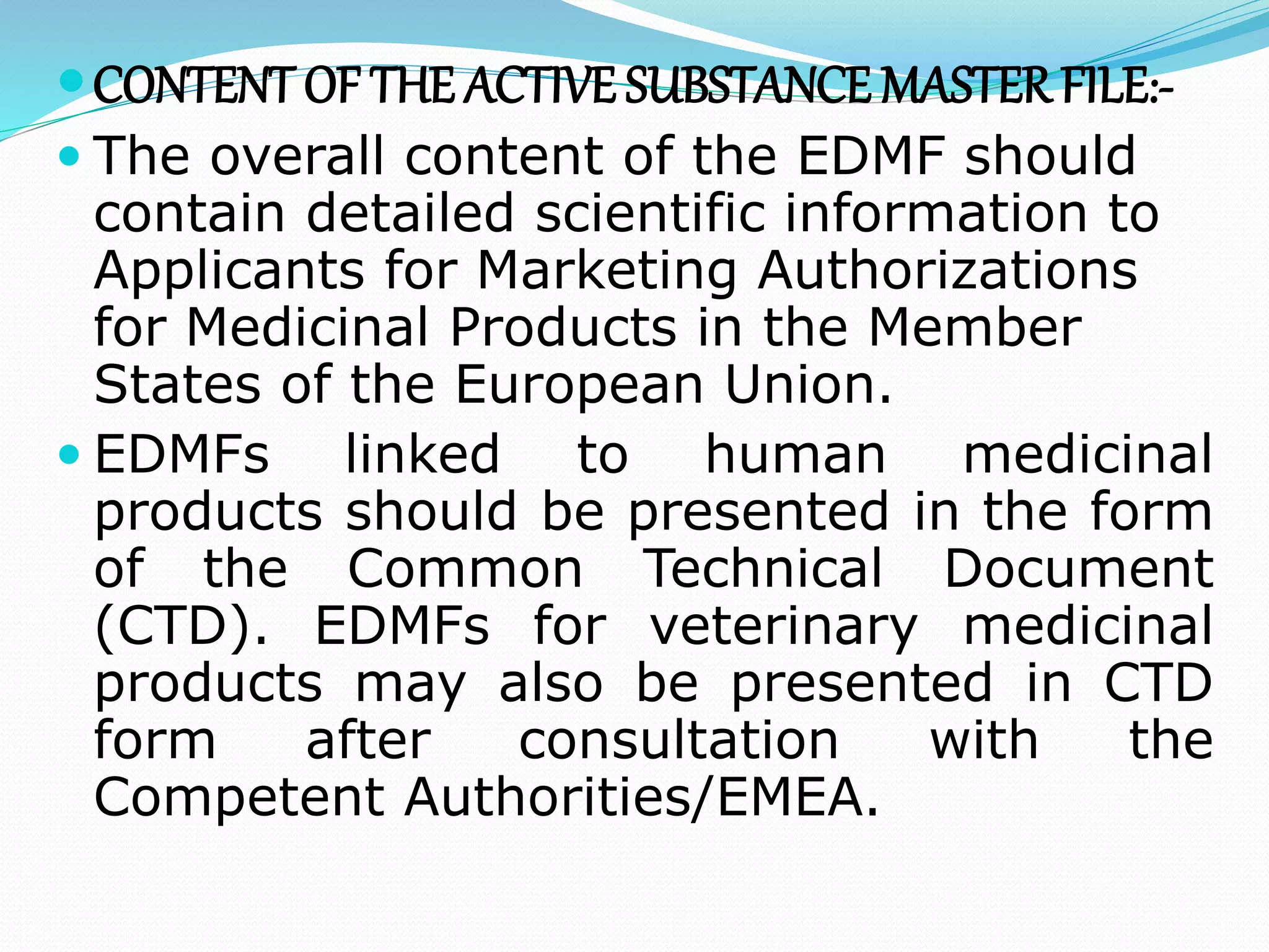 Difference european drug master file & us drug master file | PPTX