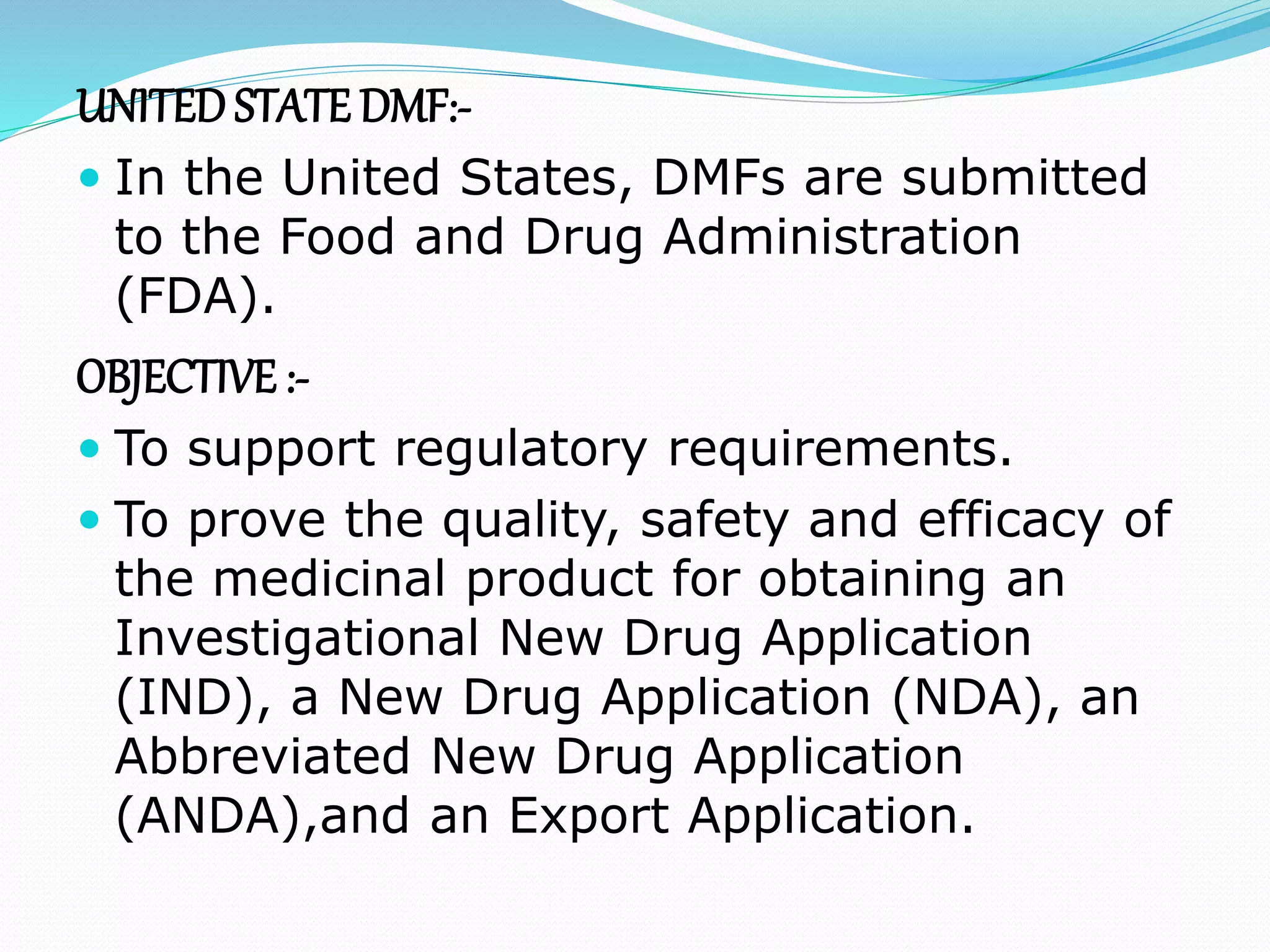 Difference european drug master file & us drug master file | PPTX