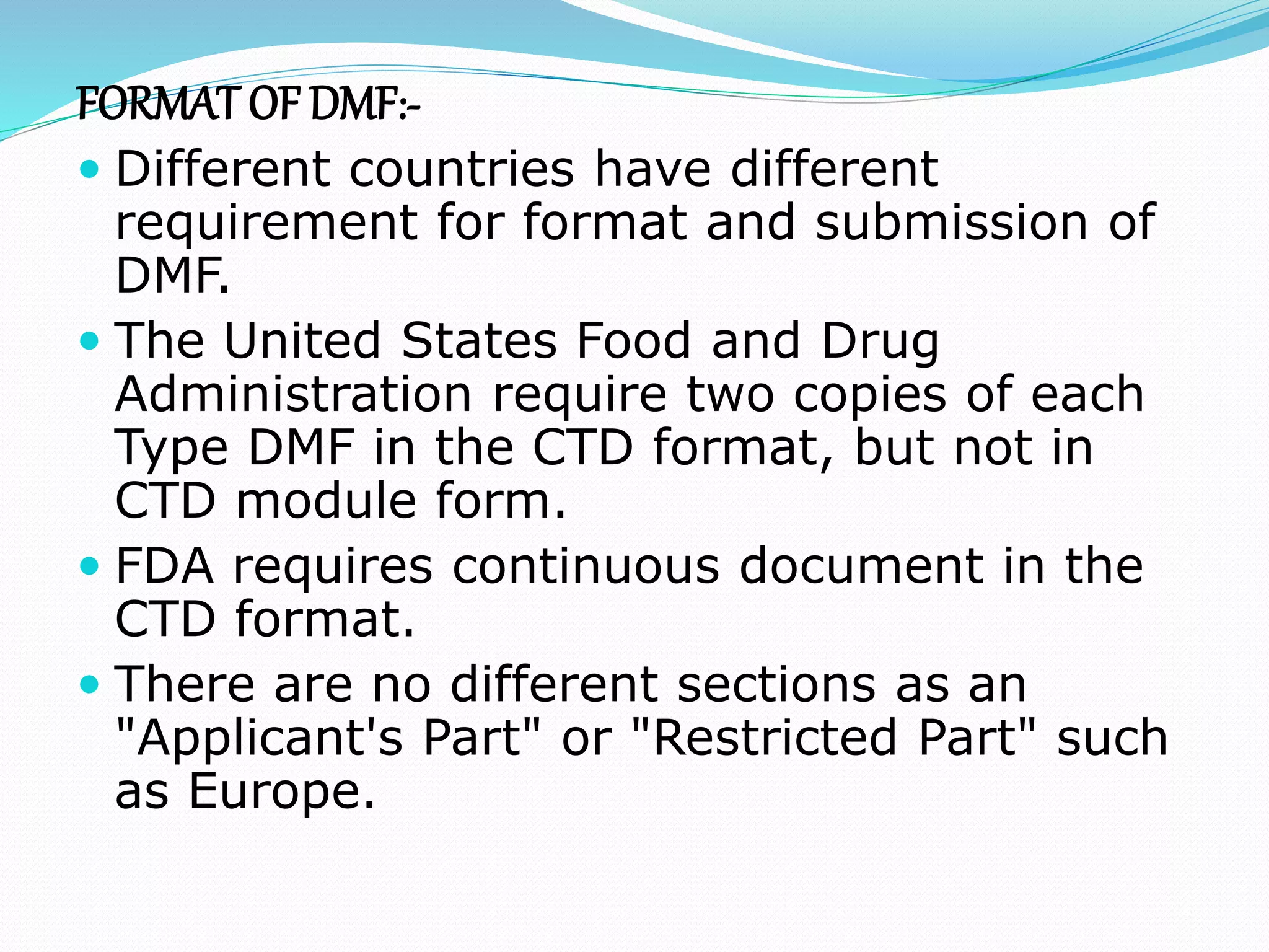 Difference european drug master file & us drug master file | PPTX
