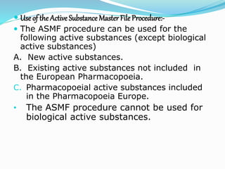 Difference european drug master file & us drug master file | PPTX