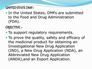 Difference european drug master file & us drug master file | PPTX