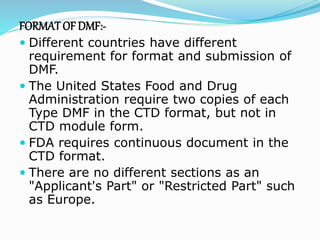 Difference european drug master file & us drug master file | PPTX