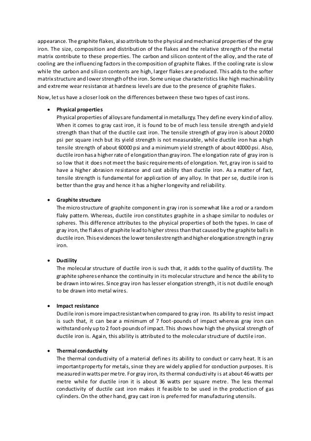 Difference of gray cast iron and ductile cast iron