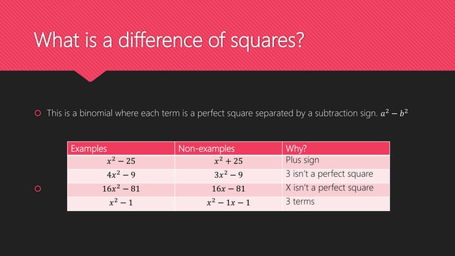 Difference of squares | PPT