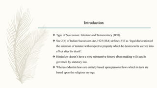 Difference of will under hindu and muslims laws | PPT