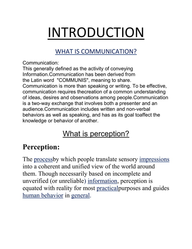 Difference perception and their effect on communication | DOCX | Science