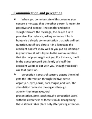 Difference perception and their effect on communication | DOCX | Science