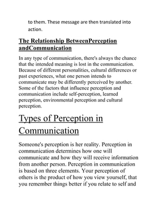 Difference perception and their effect on communication | DOCX | Science