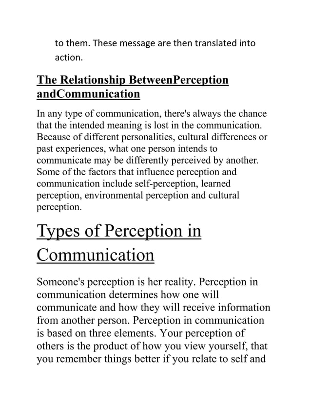 Difference perception and their effect on communication | DOCX | Science