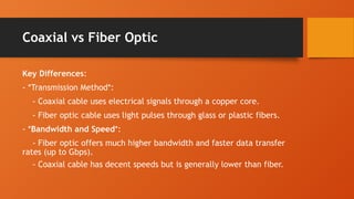 Differences in UTP cable and STP cable , Coaxial vs Fiber Optic | PPTX