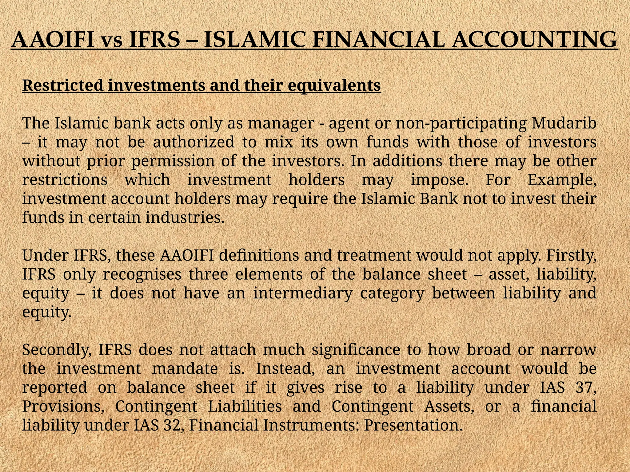 Differences AAOIFI & IFRS Sharia standards | PPTX | Stocks and Bonds ...