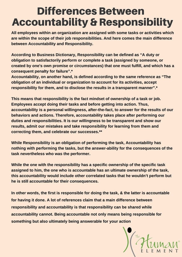 Differences Between Accountability & Responsibility | PDF